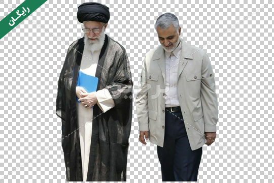 عکس Png شهید سلیمانی و امام خامنه ای در حال قدم زدن در کنار هم بُرچین