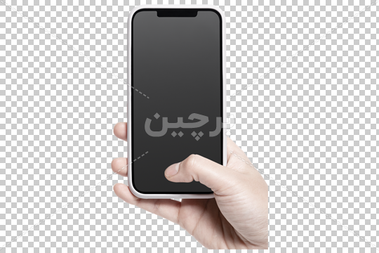 عکس Png موبایل لمسی در دست مرد مناسب موکاپ بُرچین تصاویر دوربری شده